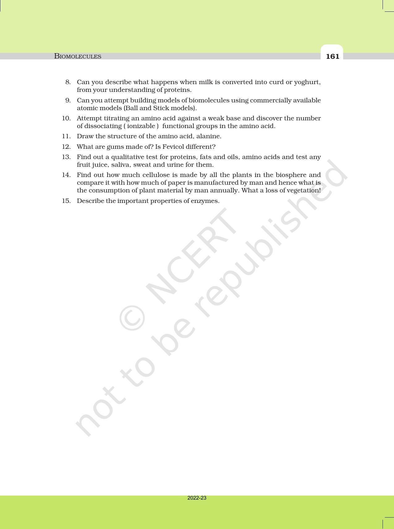 NCERT Book for Class 11 Biology Chapter 9 Biomolecules