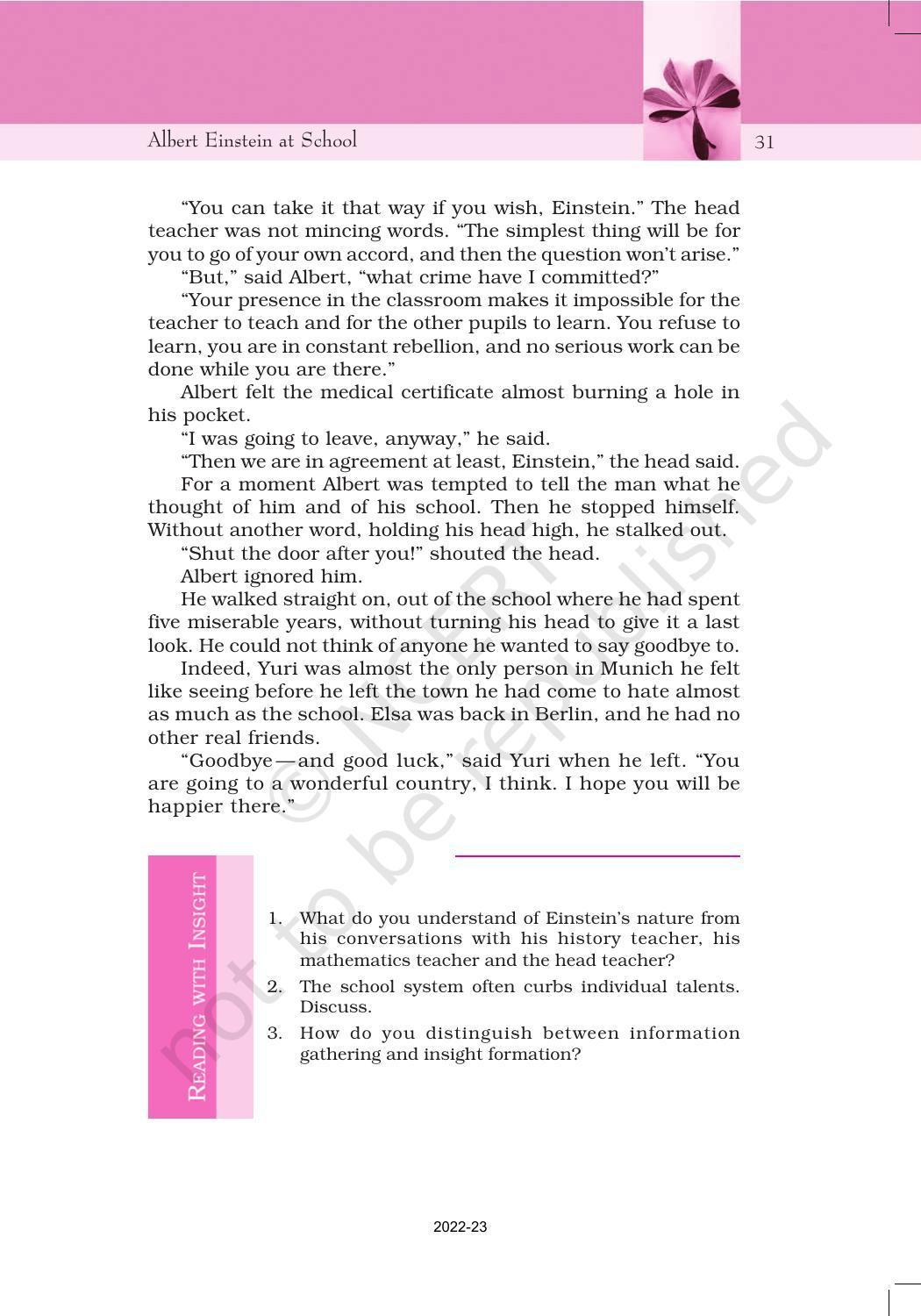 NCERT Book for Class 11 English Chapter 4 Albert Einstein