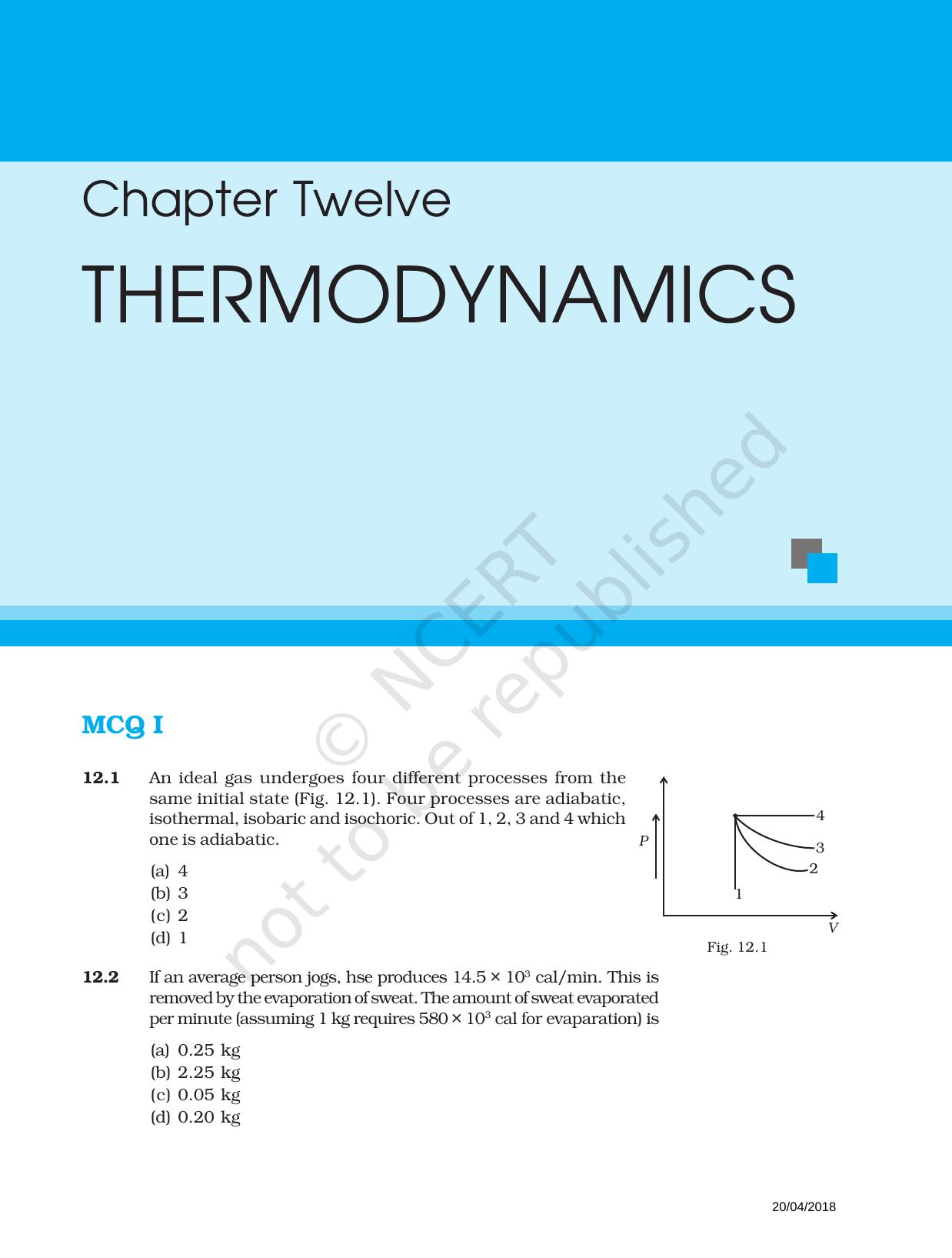 NCERT Exemplar Book for Class 11 Physics Chapter 11 Thermodynamics