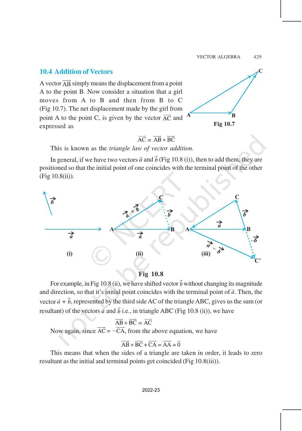 NCERT Book for Class 12 Maths Chapter 10 Vector Algebra - IndCareer Docs