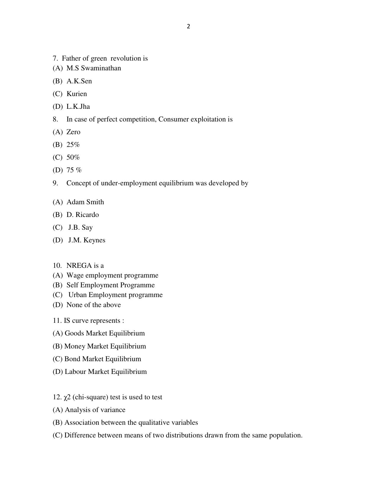 Odisha CPET 2021 ECONOMICS Question Paper - IndCareer Docs