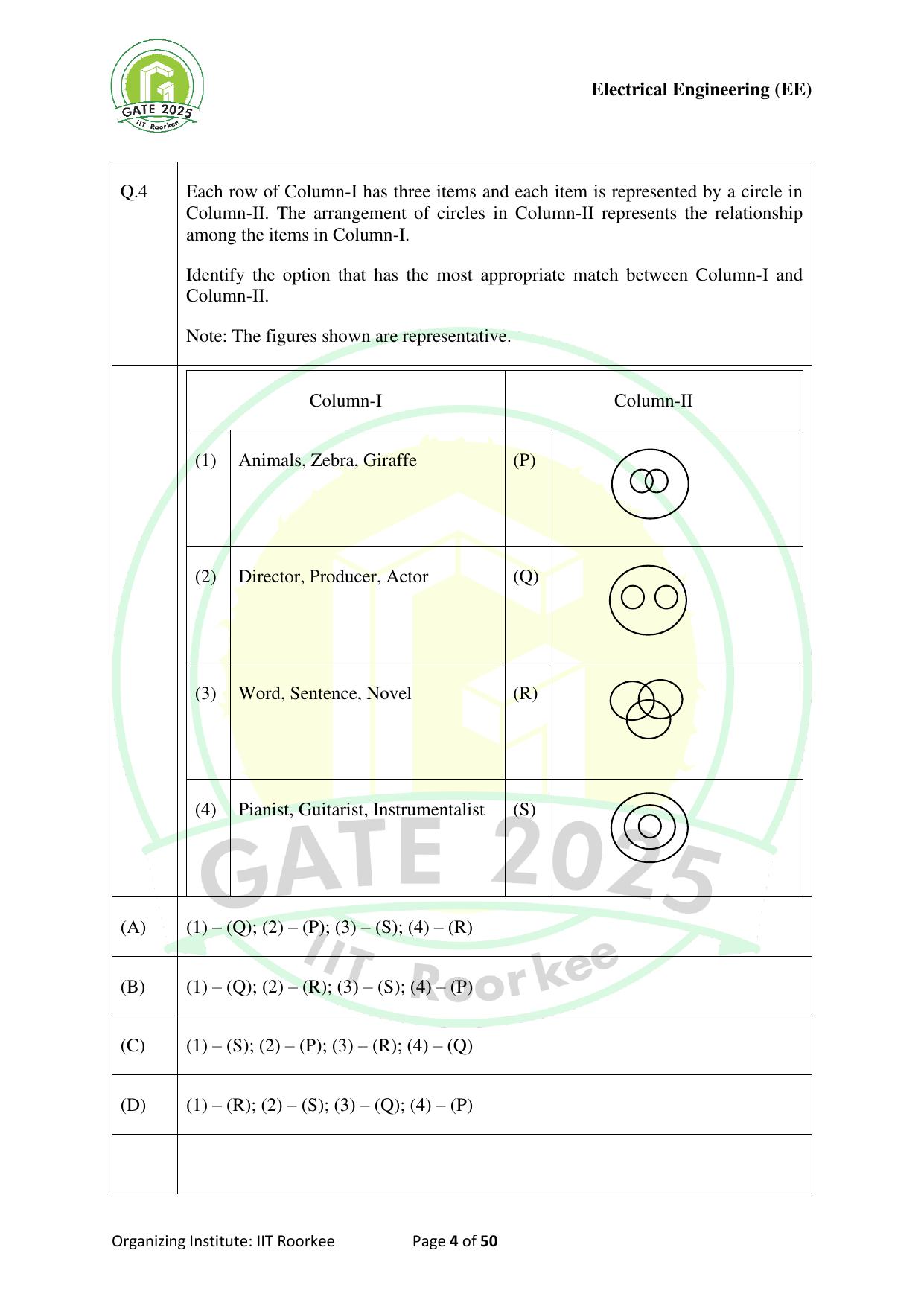 GATE 2025 Electrical Engineering (EE) Question Paper - IndCareer Docs