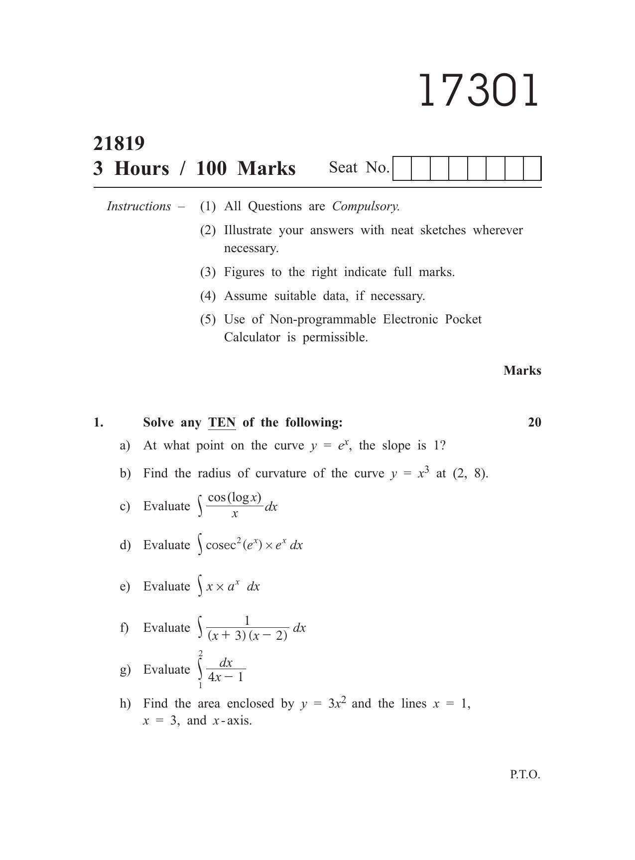 MSBTE Summer Question Paper 2019 - Applied mathematics - IndCareer Docs