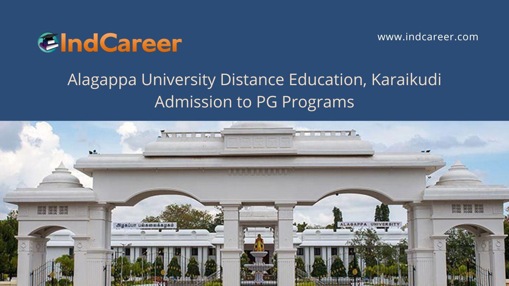 Alagappa University Distance Education PG Admission - IndCareer