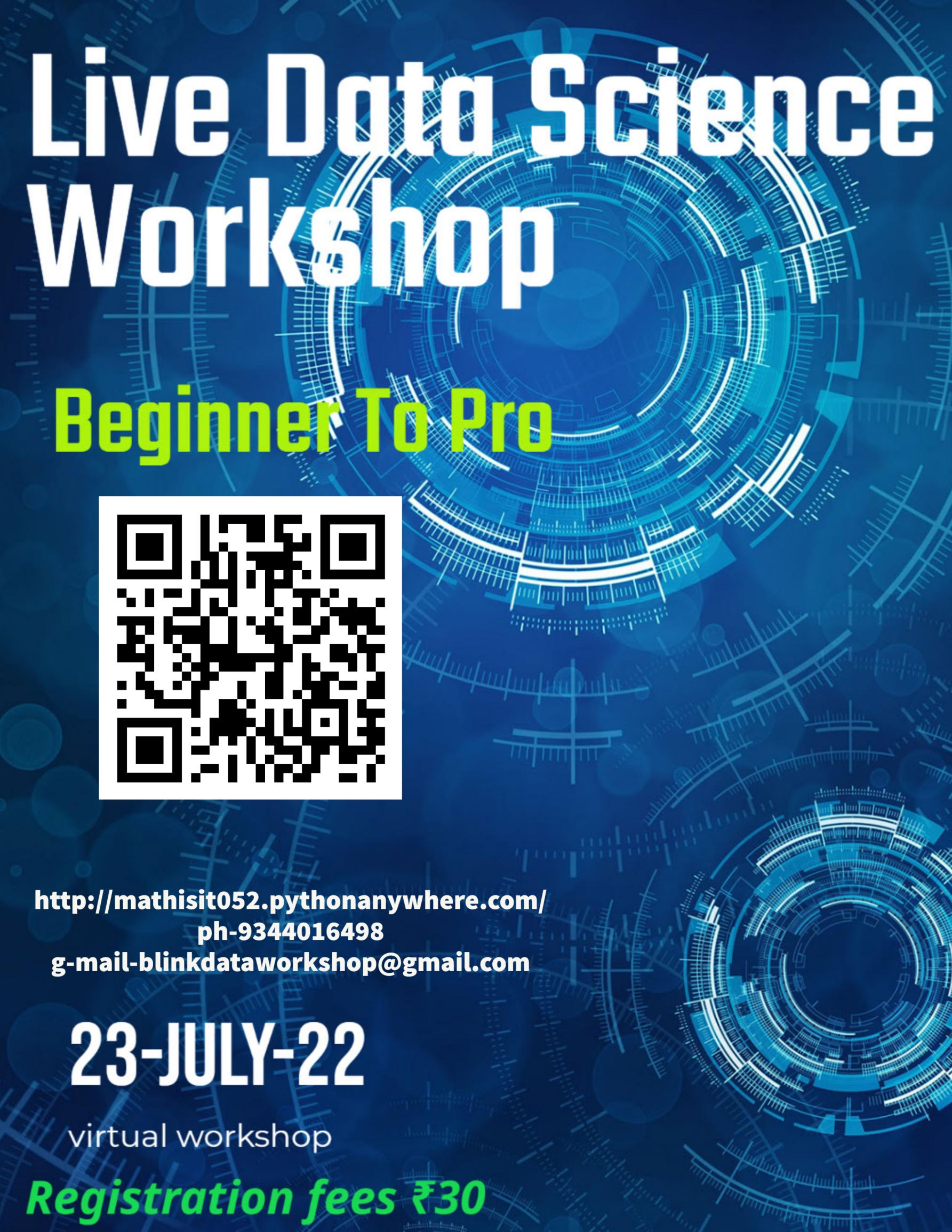 Live Data Science virtual workshop 2022 - IndCareer College Events