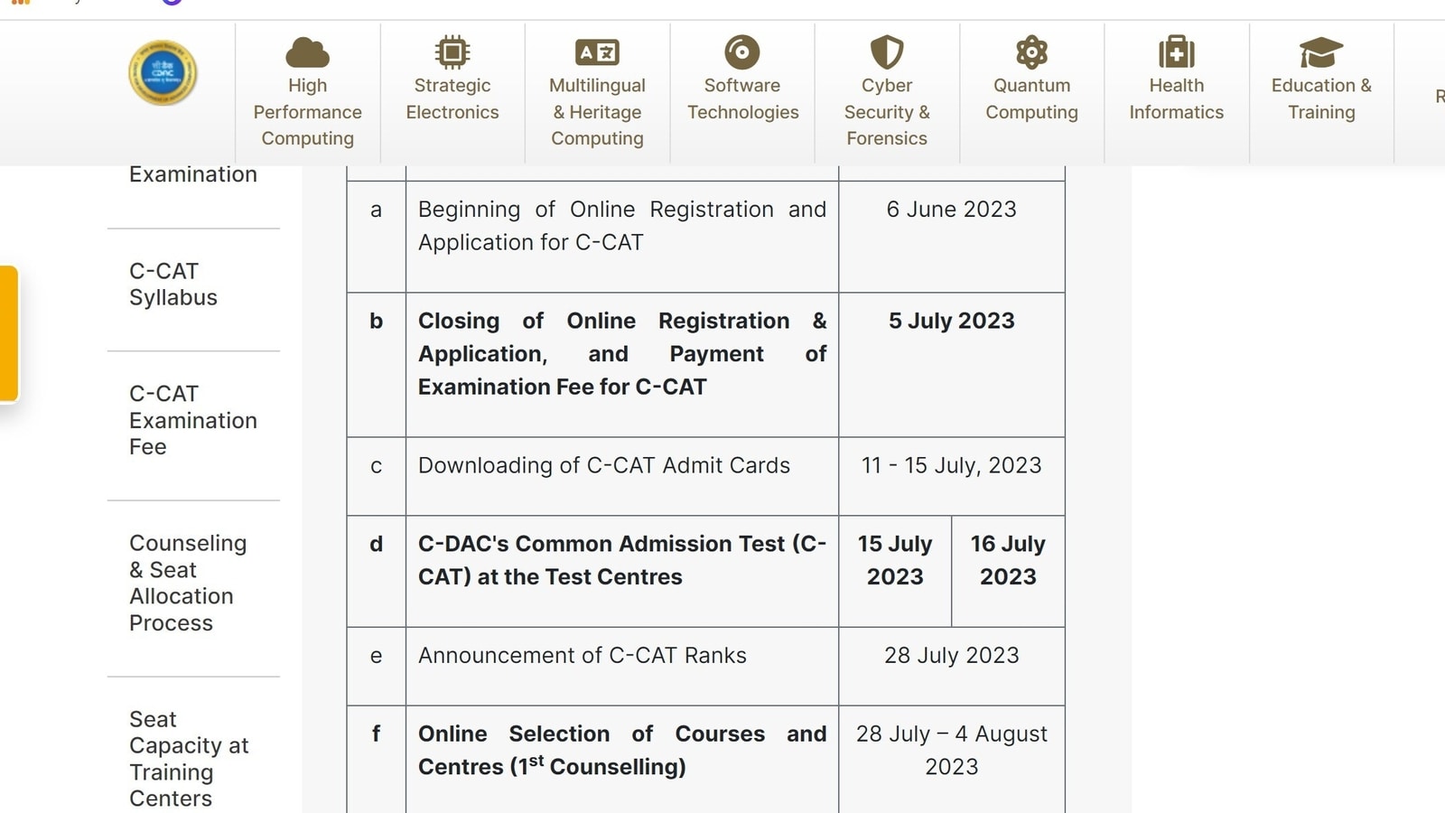 The CDAC C-CAT result for 2023 set to be released on www.cdac.in today ...