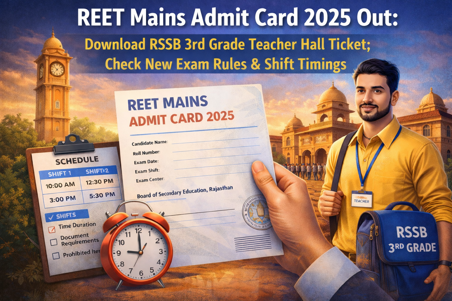 REET Mains Admit Card 2025 Out: Download RSSB 3rd Grade Teacher Hall ...
