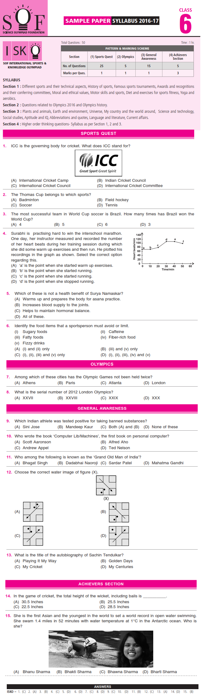 ISKO SAMPLE PAPER CLASS 6 - IndCareer Schools
