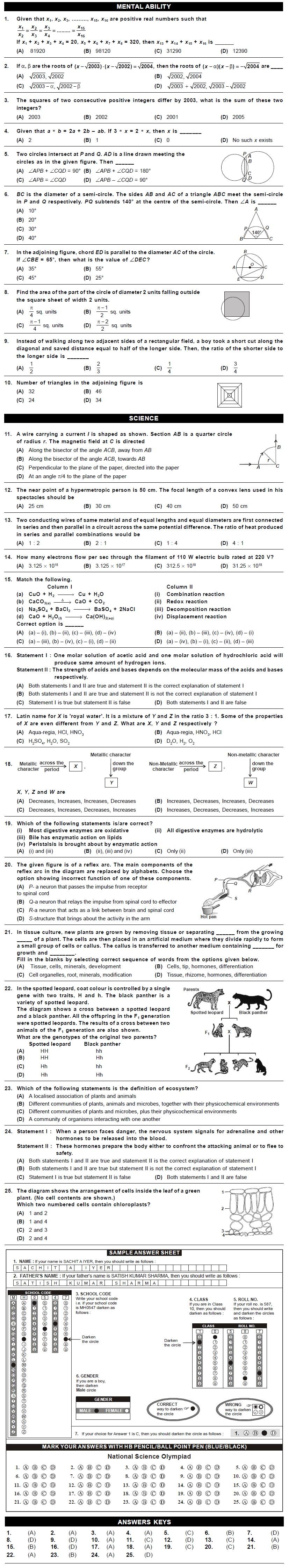 NSO Sample Papers For Class-10 - IndCareer Schools NSO Sample Papers For Class-10 - IndCareer Schools