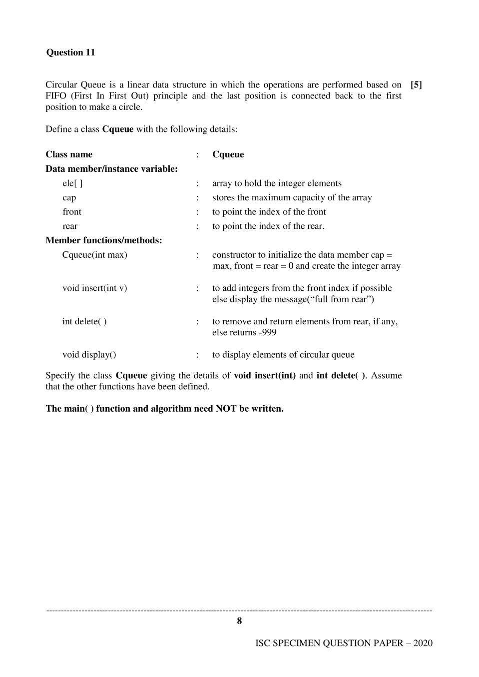 Isc Class 12 Sample Paper For Computer Science Indcareer Schools
