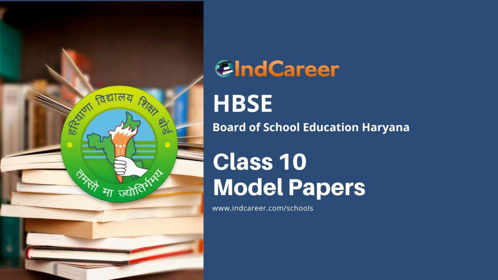 HBSE 10th Model Papers 2025 - IndCareer Schools