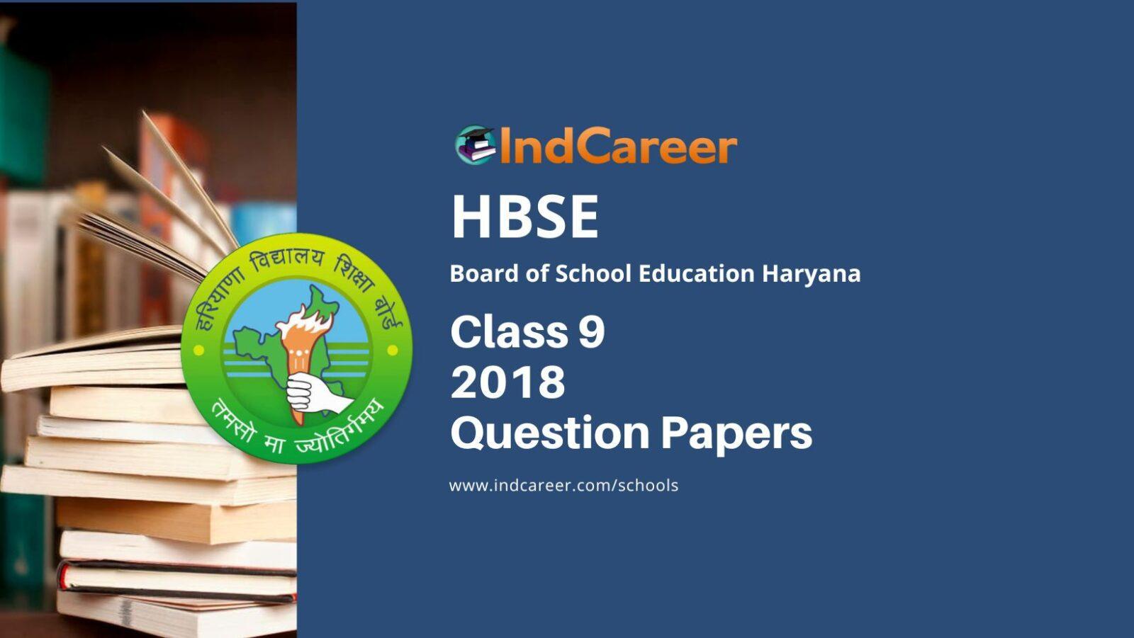 HBSE Class 9 2018 Question Papers - IndCareer Schools