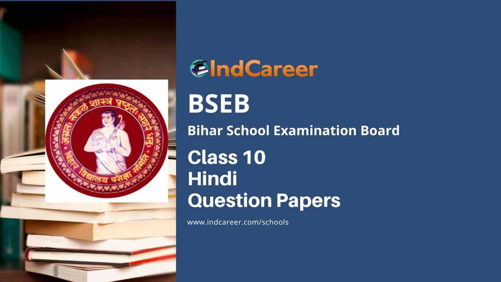 Bihar Board Class 10 Hindi Question Papers - IndCareer Schools