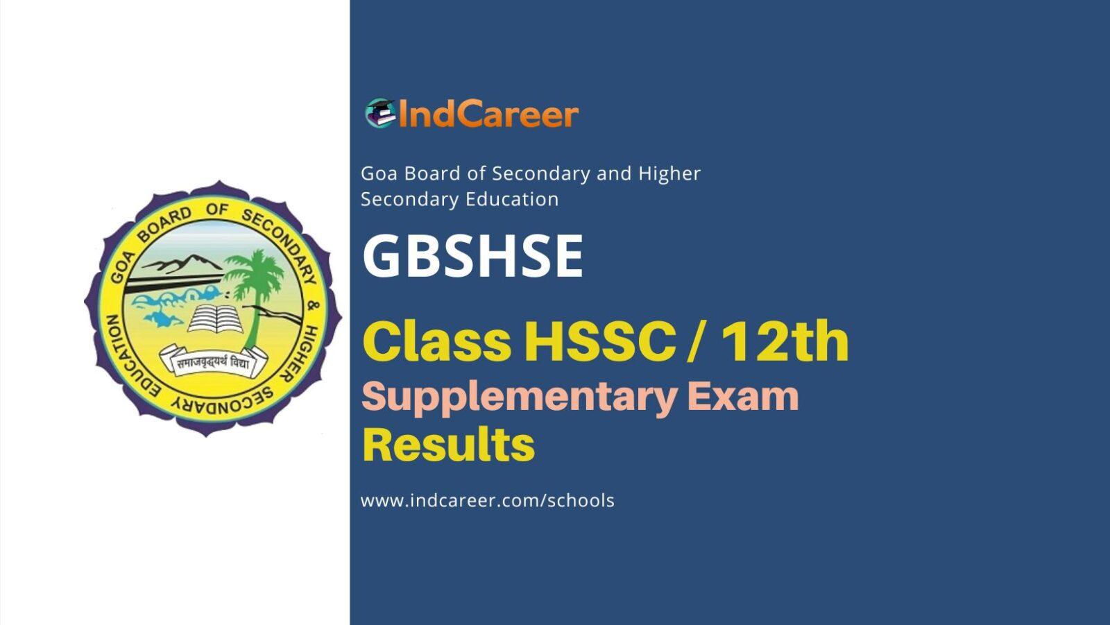 Goa HSSC Supplementary Exam Result: Check GBSHSE HSSC Supply Result ...