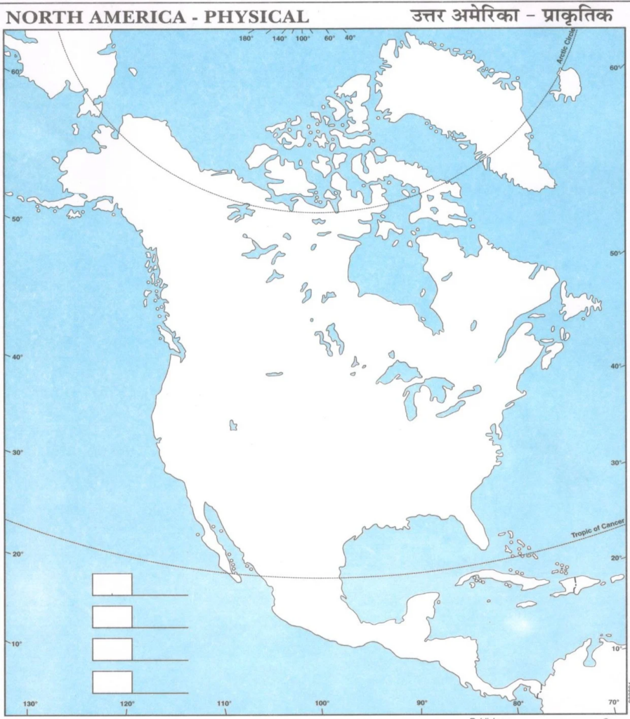 Physical Map of North America for Students - IndCareer Schools